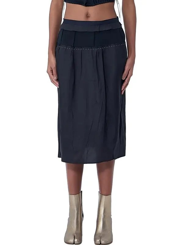 MAISON MARGIELA Topstitching Midi Skirt - Black
