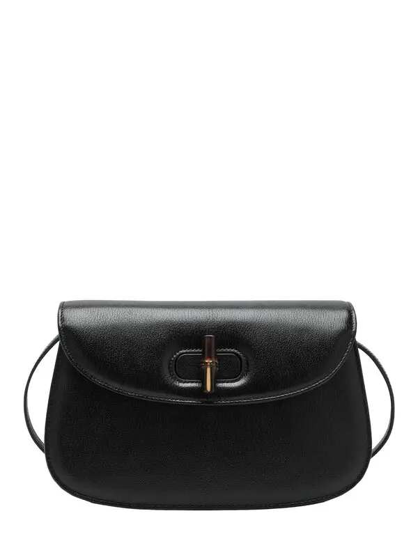 Gucci Leather Bag With Bamboo Closure - Black