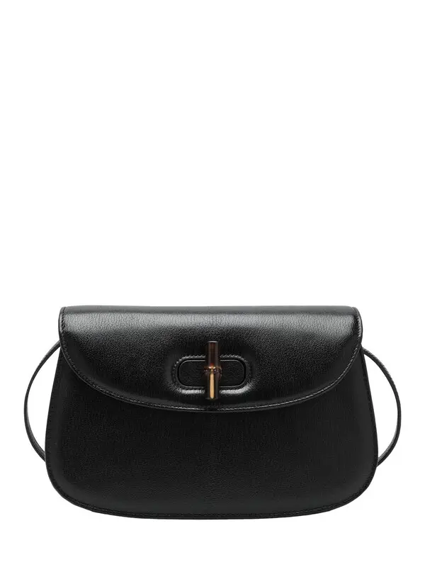 Gucci Leather Bag With Bamboo Closure - Black