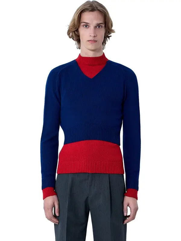 JIL SANDER Layered Knit Sweater - Blue