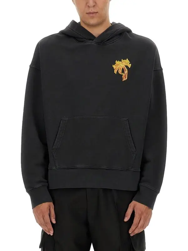 Palm Angels Cotton Hooded Sweatshirt - Black