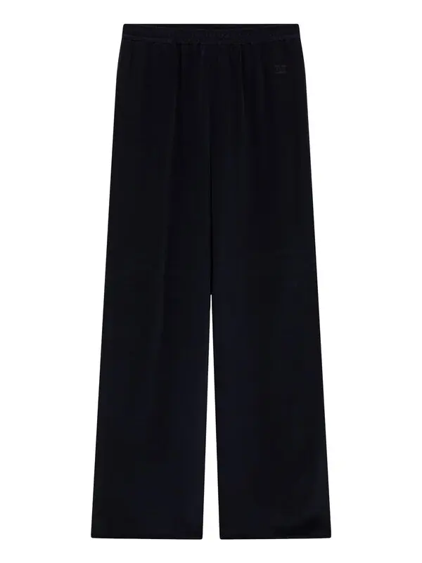 Max Mara Navy Silk Relaxed Trousers - Blue