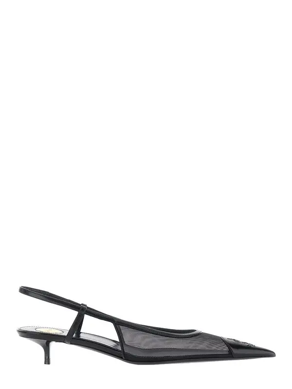 Saint Laurent Gaspar' Black Pointed Pumps With Elastic Strap In Leather For - Multicolor