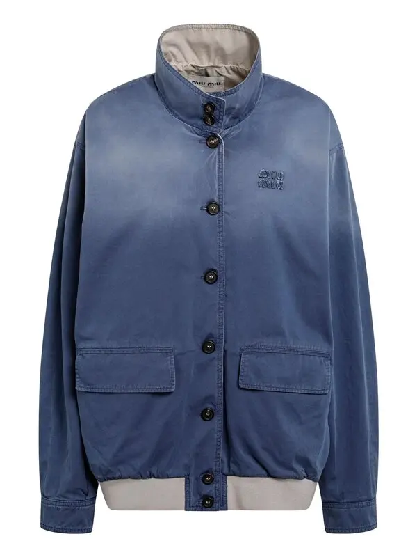 Miu Miu Blue/lime Old-washed Twill Blouson - Cream