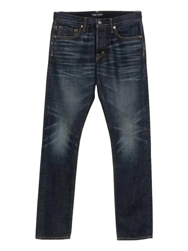 TOM FORD Jeans With Belt Loops And Logo Patch - Blue