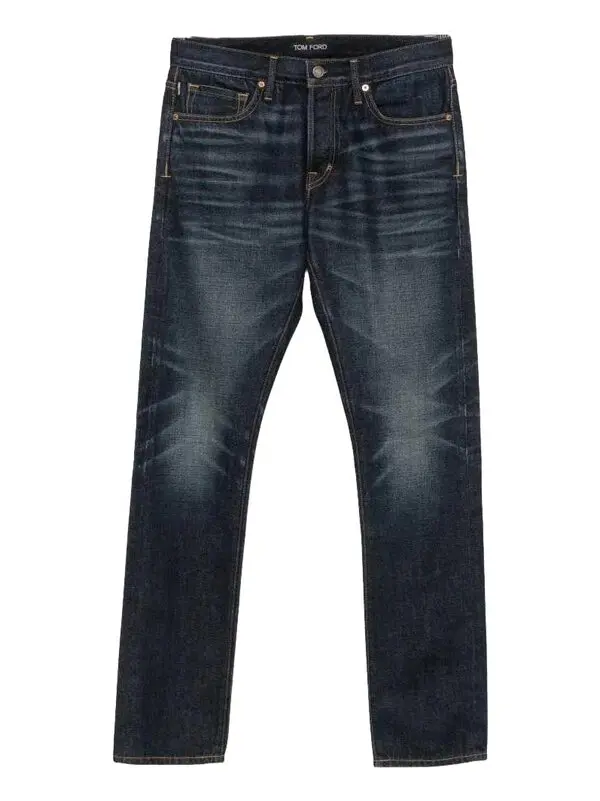 TOM FORD Jeans With Belt Loops And Logo Patch - Blue