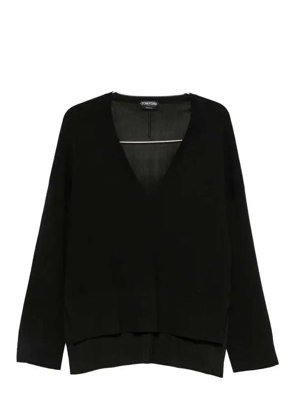 TOM FORD Wool V-neck Sweater - Black