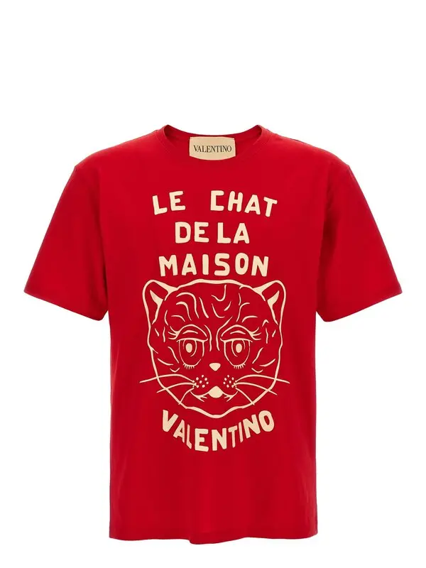 Valentino Garavani Le Chat De La Maison' T-shirt - Red