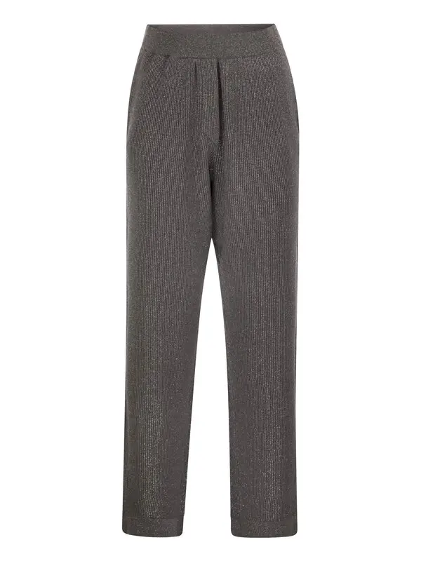 Brunello Cucinelli English Rib Cotton And Viscose Pants - Multicolor