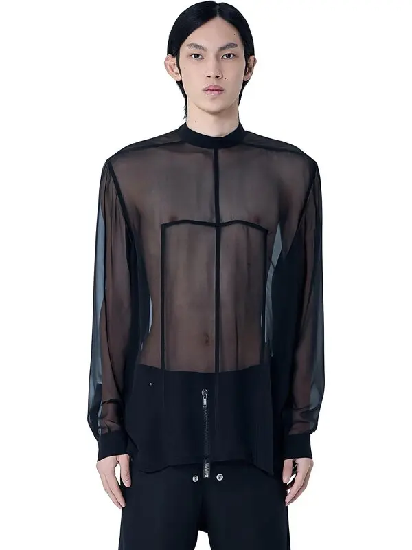 Rick Owens Sheer Panel Shirt - Black