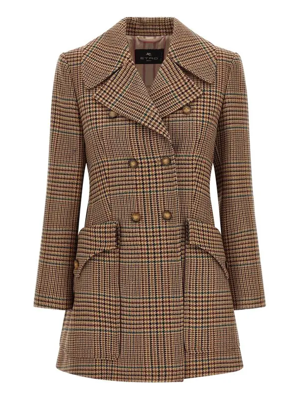 Etro Prince Of Wales Coat - Brown