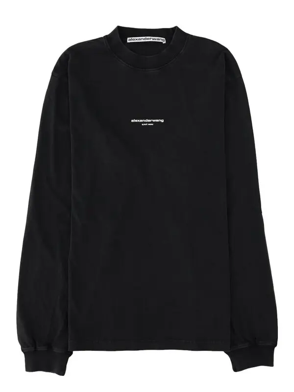 Alexander Wang T-shirt A Manica Lunga Con Logo - Black