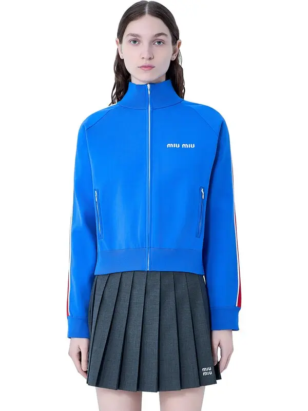 Miu Miu Technical Yarn Zipper Sweatshirt - Blue