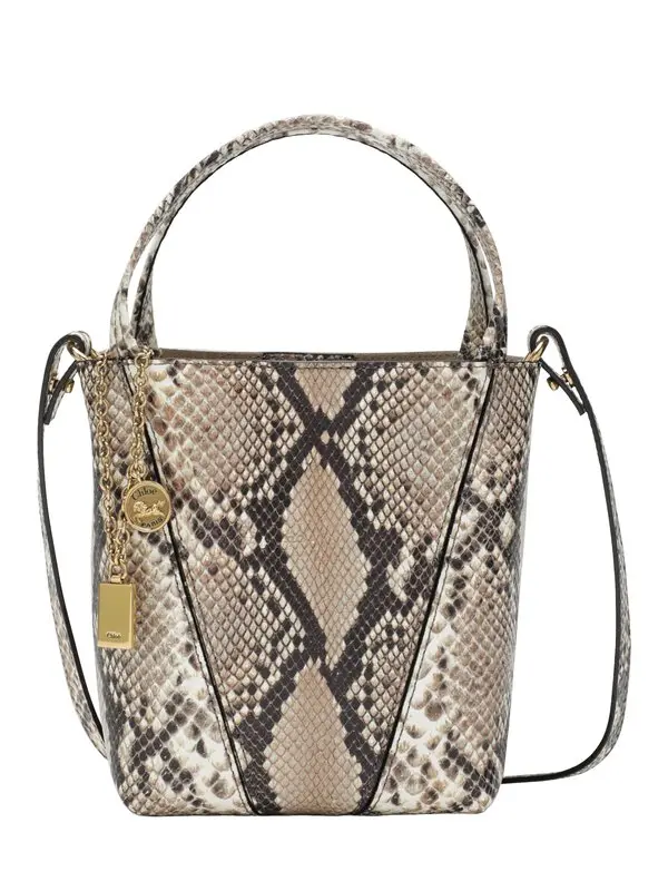 Chloé Python-effect Leather Spin Tote Bag - Cream