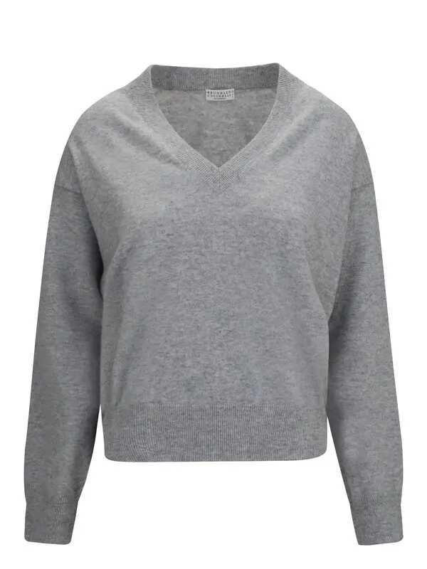 Brunello Cucinelli Cashmere V-neck Sweater - Gray