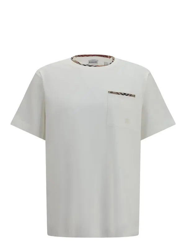 Burberry Cotton T-shirt With Check Trims - White