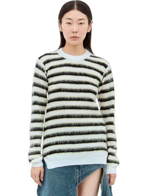 Marni Striped Wool-mohair Sweater - White