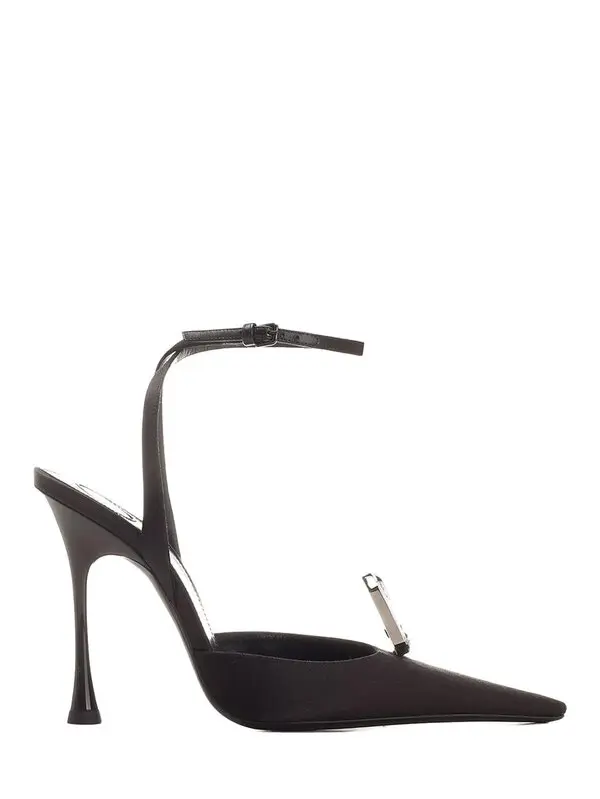 Saint Laurent Doville Satin Slingback - Black