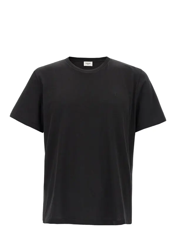 Saint Laurent Cassandre' Embroidery T-shirt - Black