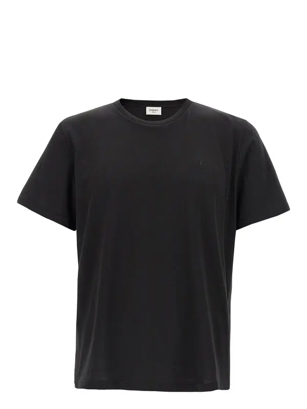 Saint Laurent Cassandre' Embroidery T-shirt - Black