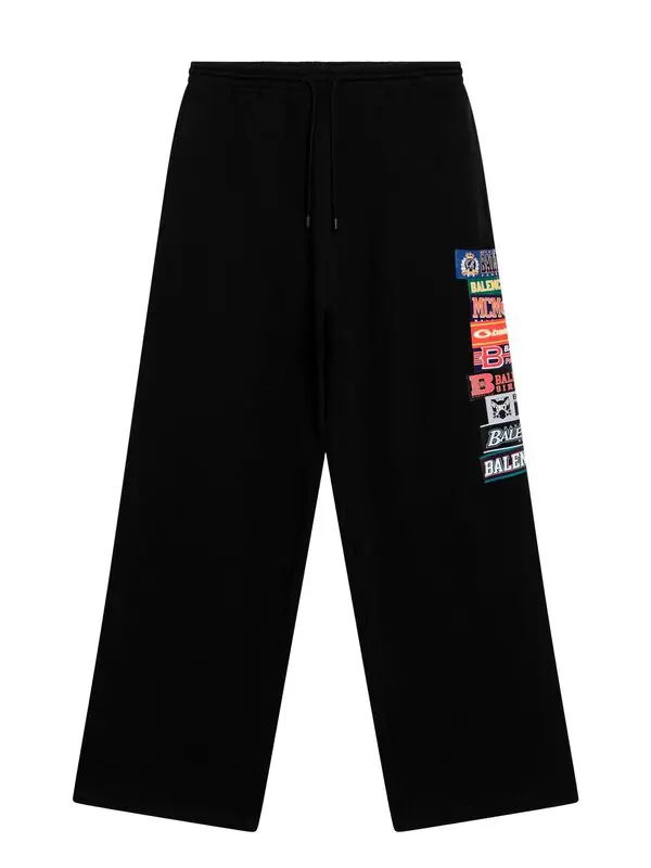 Balenciaga Jogger Trousers With Logo Print - Black