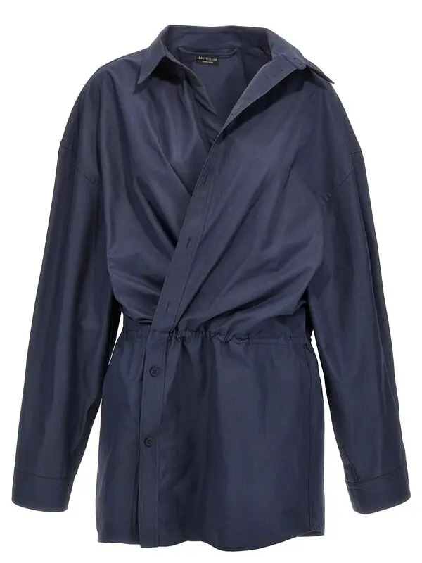 Balenciaga Stile Camicia Mini Dress - Blue