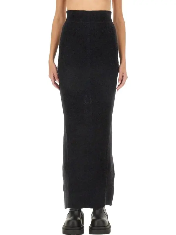 Rick Owens Wool-blend Fine Knit Skirt - Black