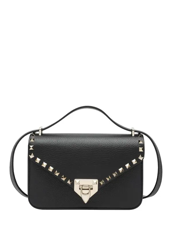 Valentino Garavani Rockstud Crossbody Bag In Calfskin Leather - Black