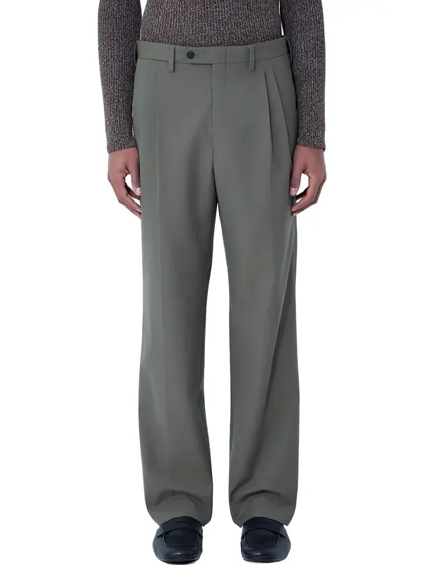Prada Wide-leg Wool Pants - Green