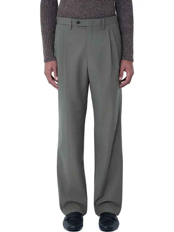 Prada Wide-leg Wool Pants - Green
