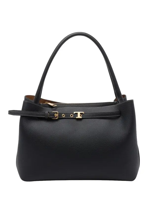 TOD'S Small T Signature Leather Handbag - Black