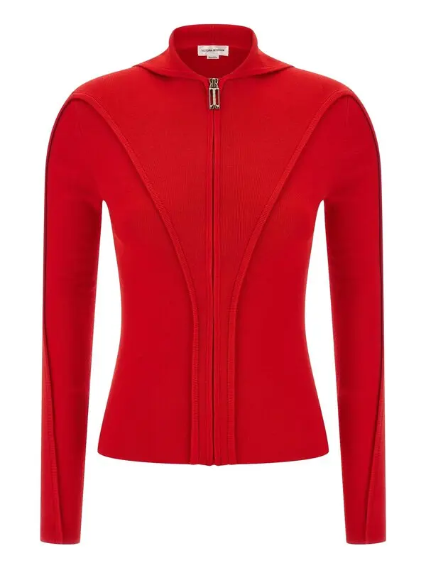 Victoria Beckham Hooded Cardigan - Red