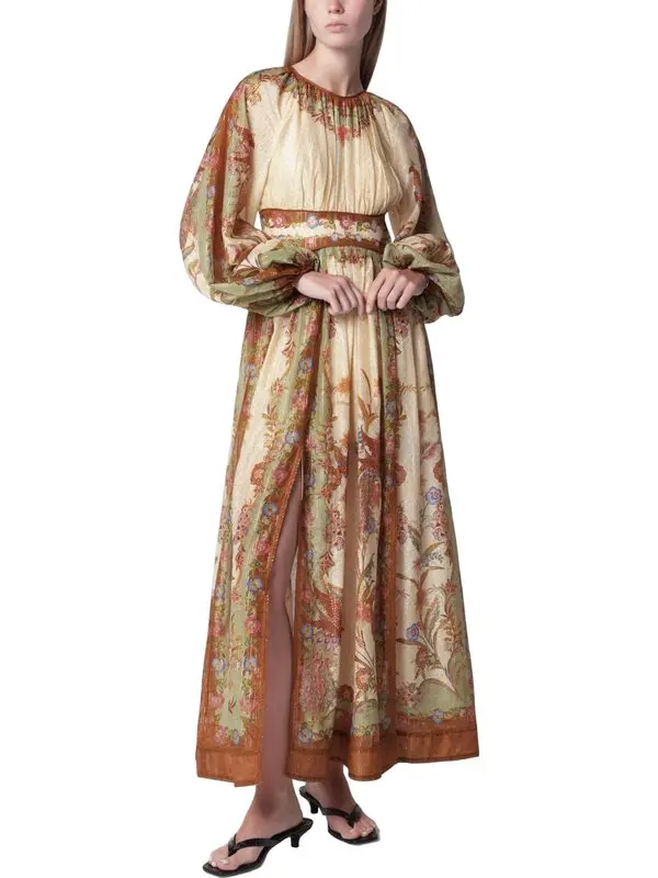 Zimmermann Cream Cotton And Silk Indra Maxi Dress - Multicolor