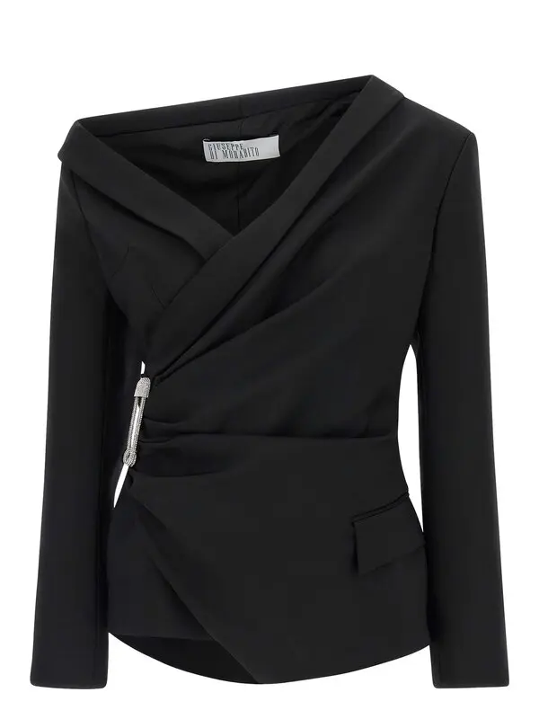 Giuseppe Di Morabito Asymmetrical Wool Canvas Blazer - Black