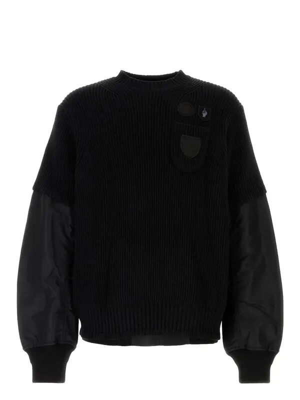 Sacai Multi Patch Nylon Twill And Knit Sweater - Multicolor