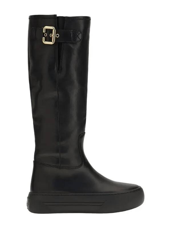 Chloé Glossed Calfskin Delia Boots - Black