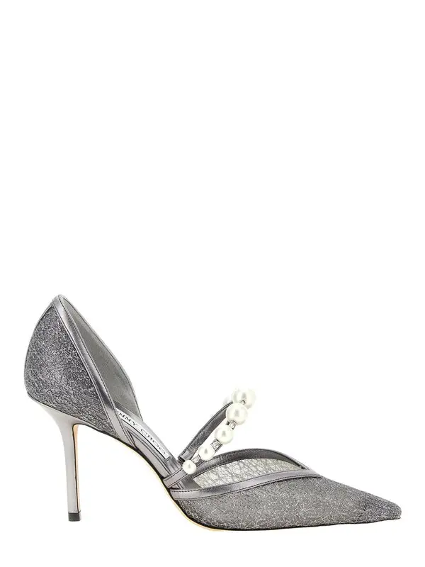 JIMMY CHOO Metallic Lace Pumps - Gray