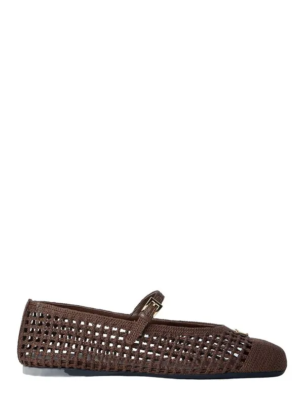 Prada Crochet Knit Ballerina Flats - Brown