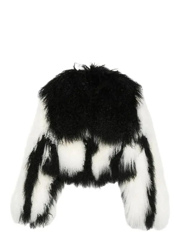 Attico Shearling Patterned Jacket - Black