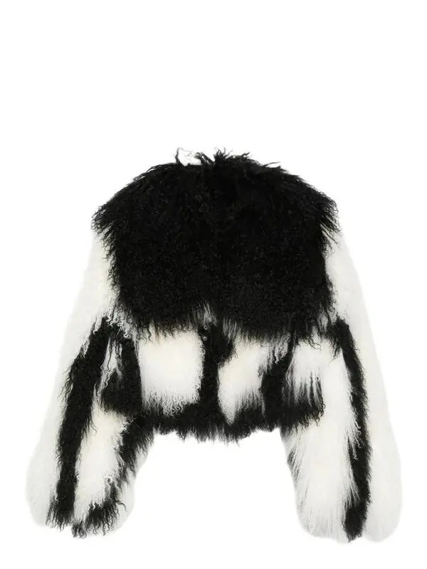 Attico Patterned Shearling Jacket - Black