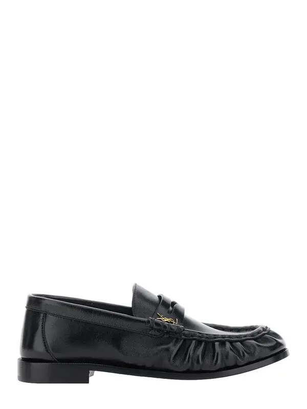 Saint Laurent Le Loafer' Loafers With Low Heel And Cassandre Plate On The Front In Leather For - Black