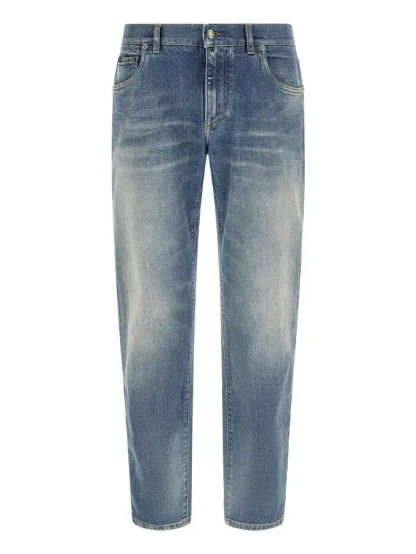 Dolce & Gabbana Logo Plaque Jeans - Blue