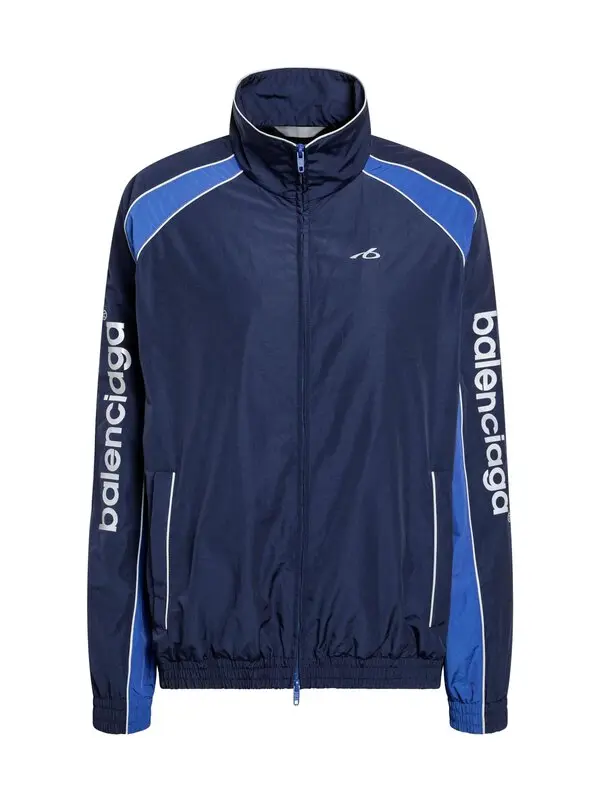 Balenciaga Navy Techwear Zip-up Jacket In Cotton Blend - Blue