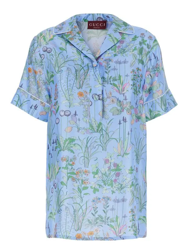 Gucci Silk Floral Print Short Sleeve Shirt - Multicolor
