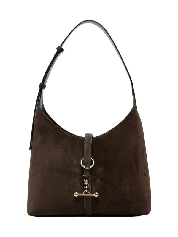 Strathberry Calf Suede Signature Bar Tote - Brown