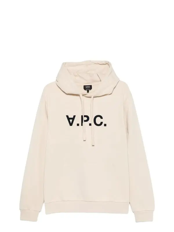 A.p.c. Logo Print Drawstring Hoodie - Cream