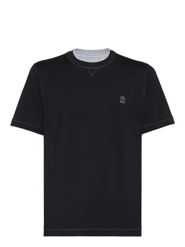 Brunello Cucinelli Logo Cotton T-shirt - Multicolor