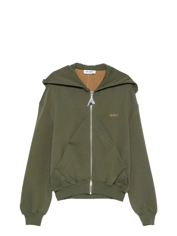 Attico Cotton Hooded Zip-up Sweatshirt - Green