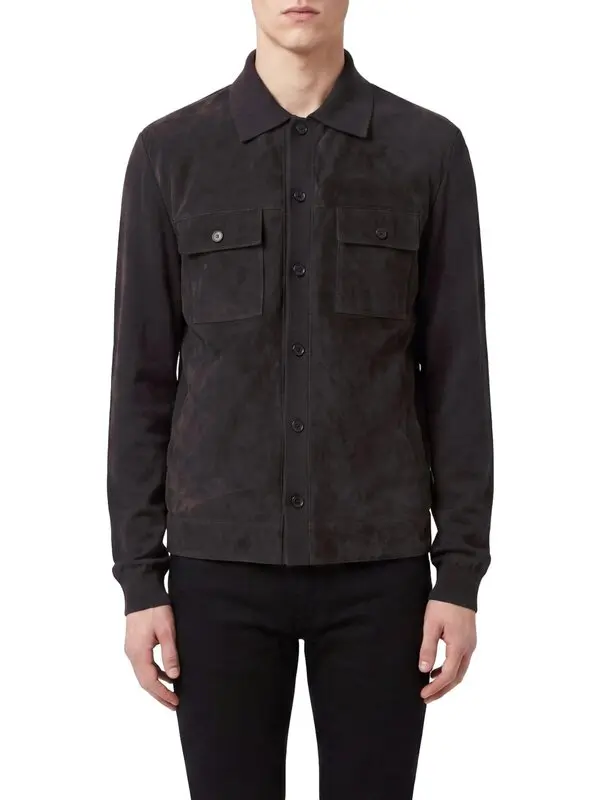 Gucci Suede Lambskin Shirt Jacket With French Collar - Brown