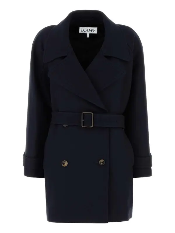 Loewe Navy Wool Blend Coat - Blue